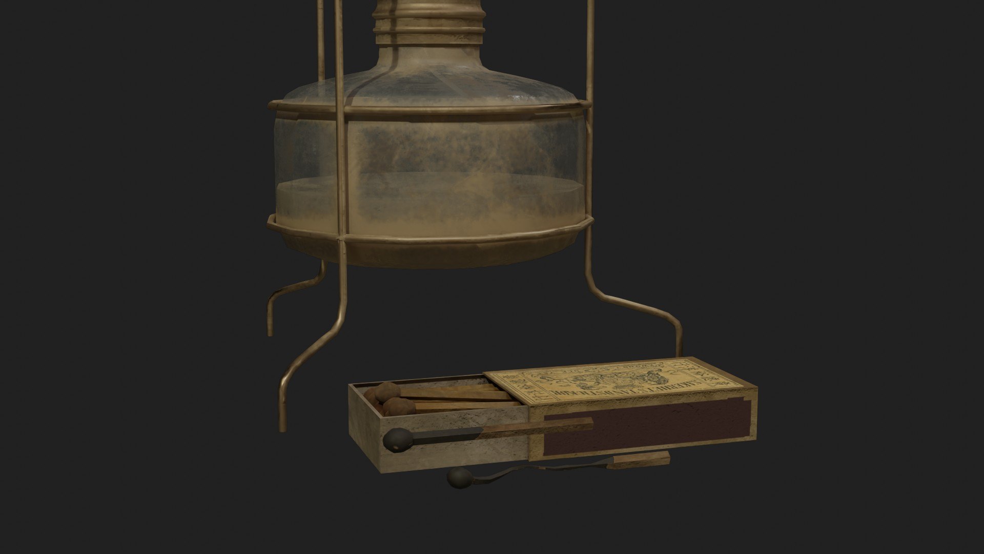 Lamp And Matchbox With Pbr Textures Model - TurboSquid 2076113
