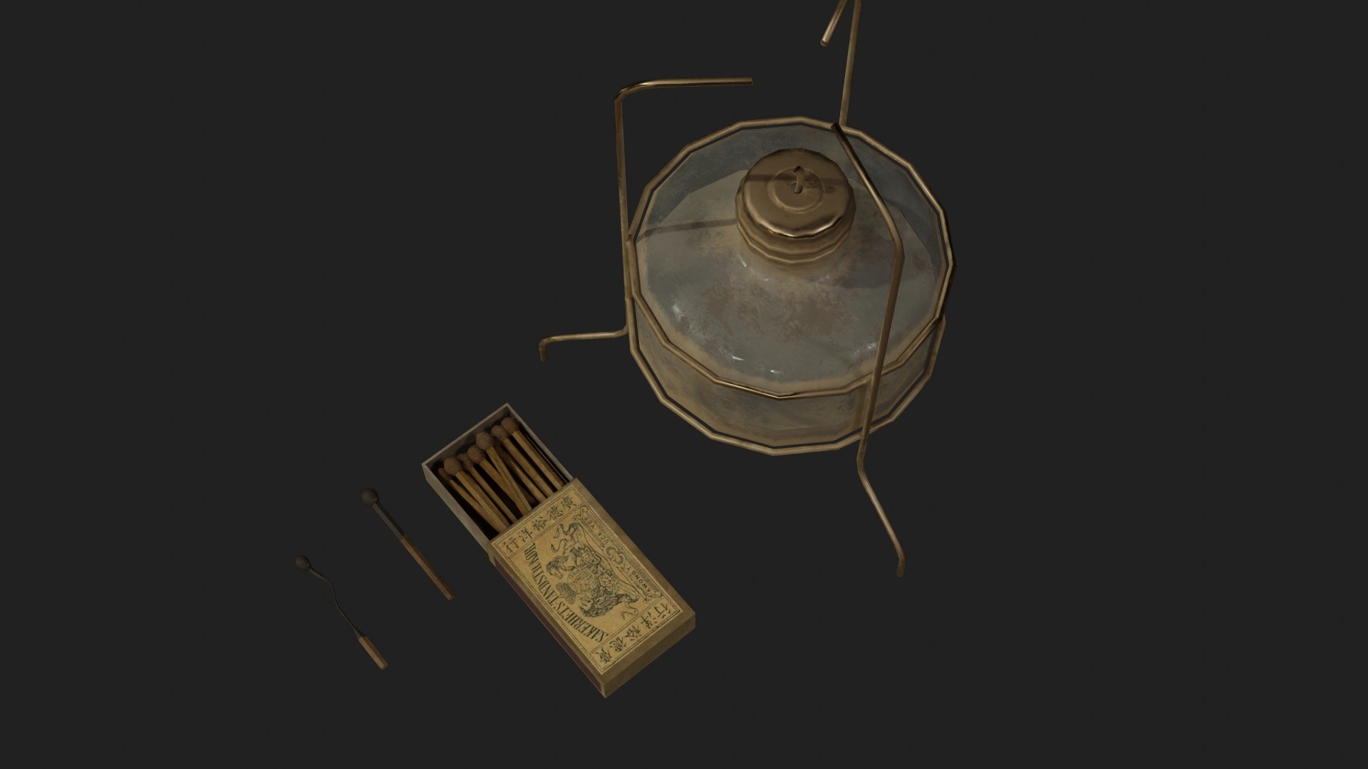 Lamp And Matchbox With Pbr Textures Model - TurboSquid 2076113