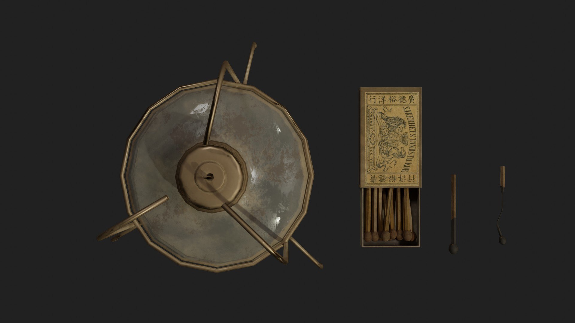 Lamp And Matchbox With Pbr Textures Model - TurboSquid 2076113