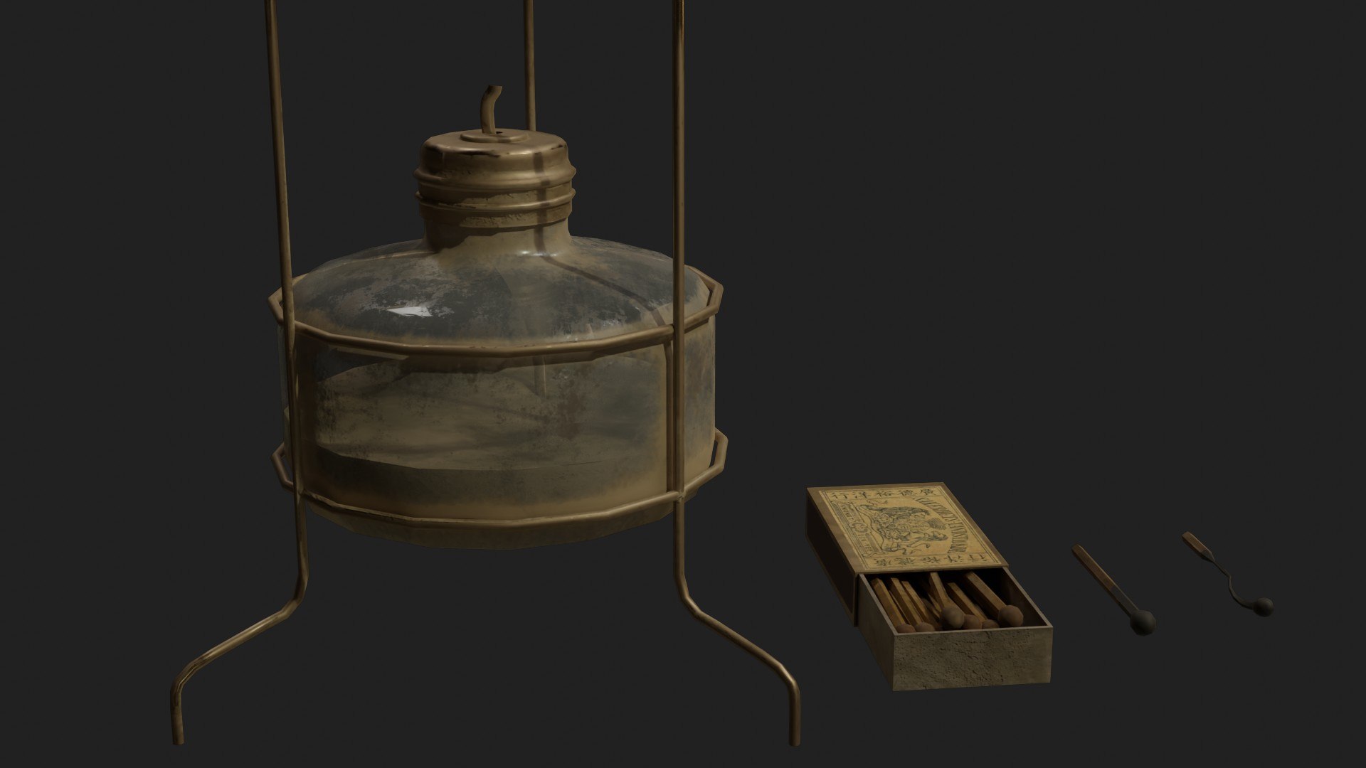Lamp And Matchbox With Pbr Textures Model - TurboSquid 2076113