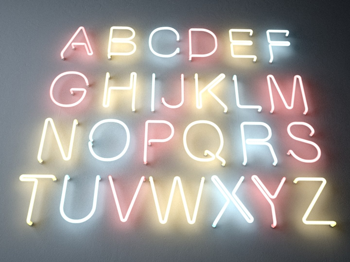 3d Letters Alphabet Neon Lights