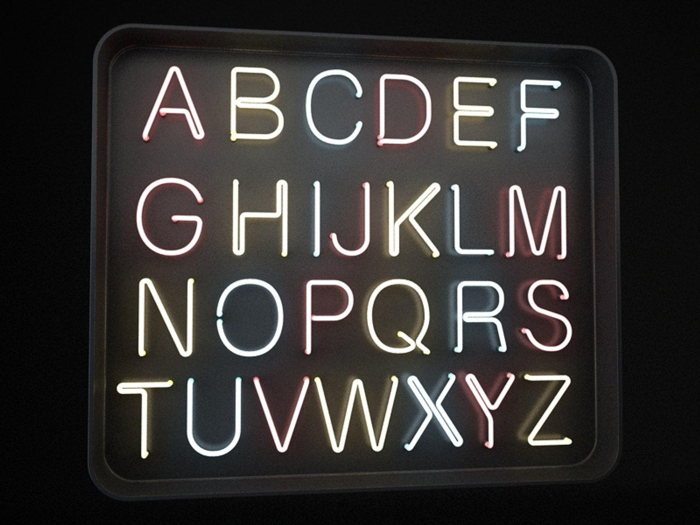 3d Letters Alphabet Neon Lights