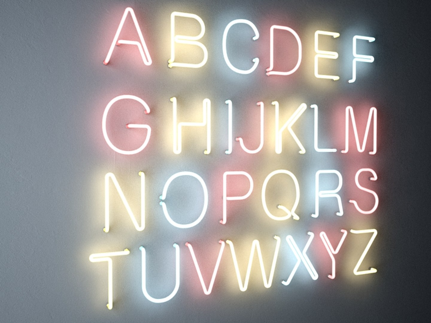 3d Letters Alphabet Neon Lights