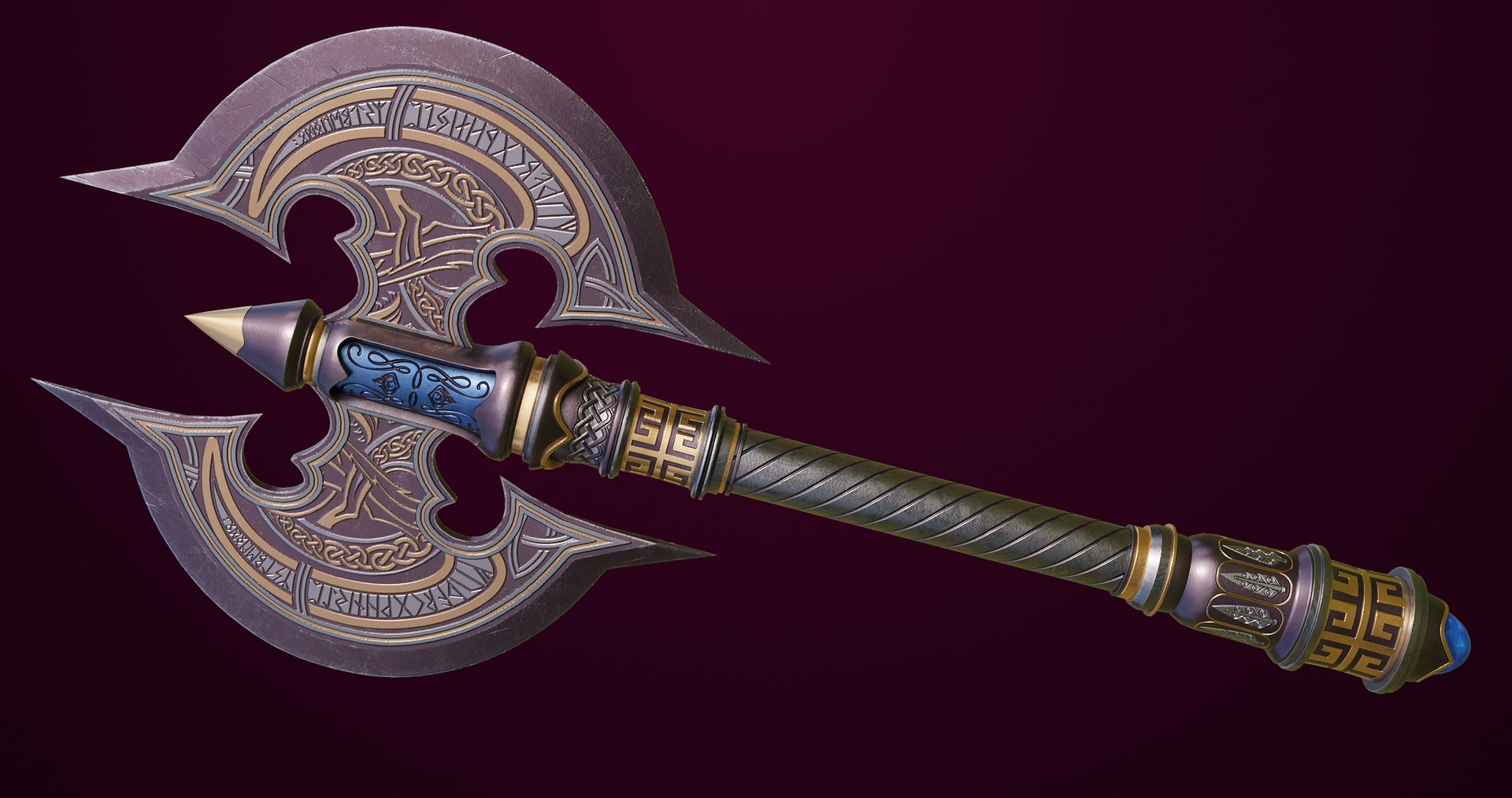 3D Battle Axe 02 All PBR Unity UE Textures Included Model - TurboSquid ...