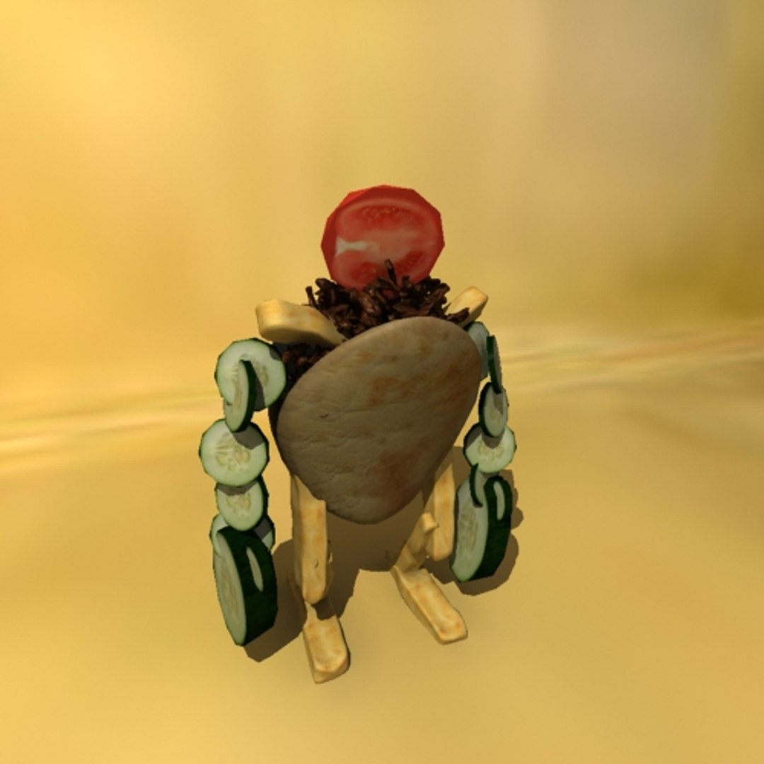Kebab Character Man 3d Model