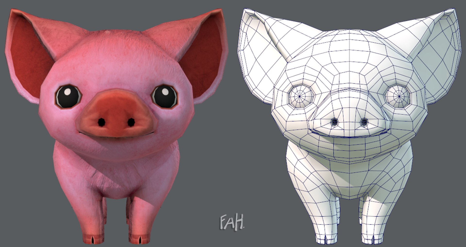 3D cartoon pig model - TurboSquid 1301805