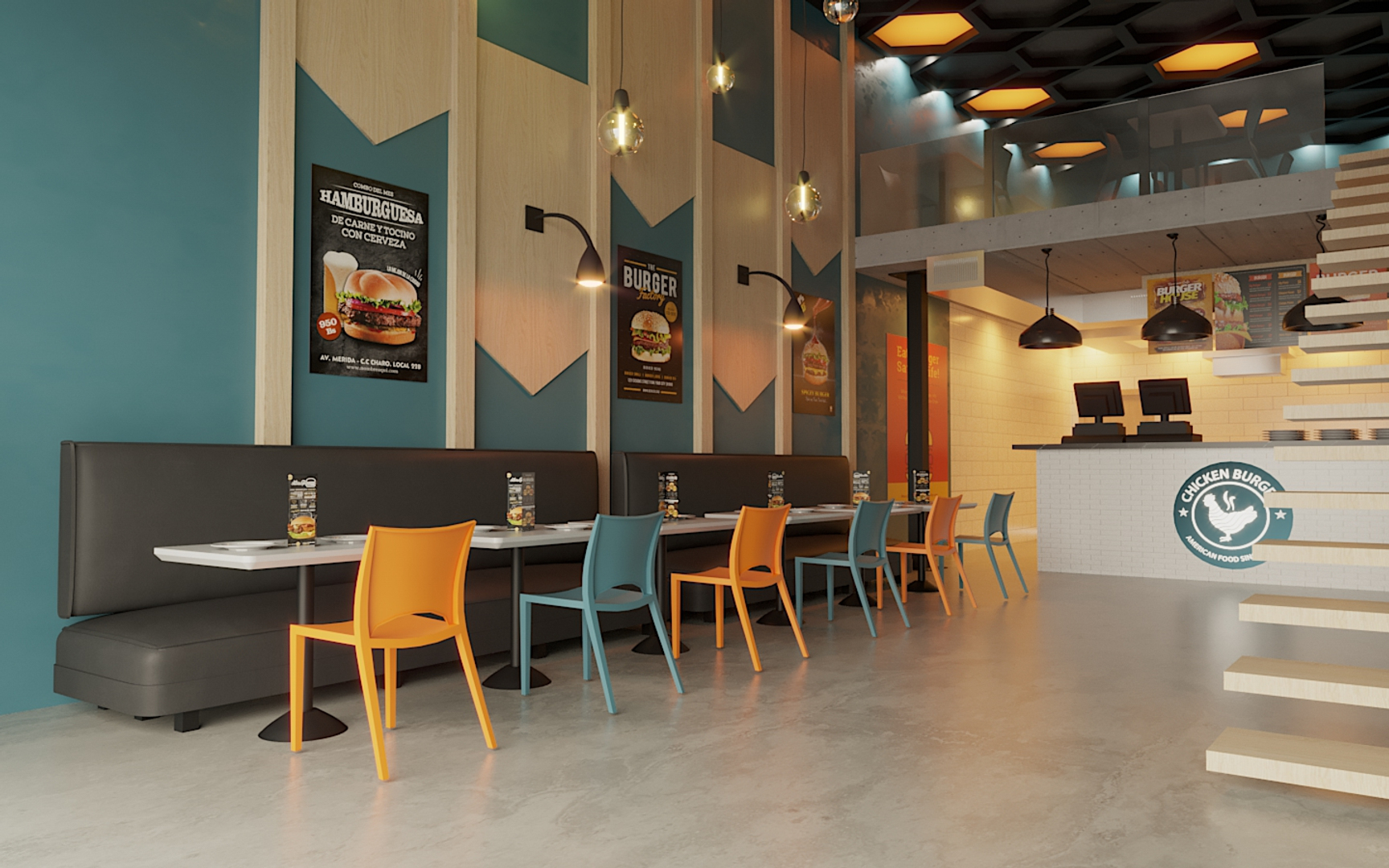 3D modern burger food interior design - TurboSquid 1422445