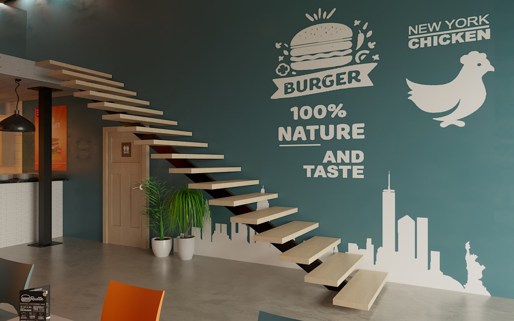 3D Modern Burger Food Interior Design - TurboSquid 1422445