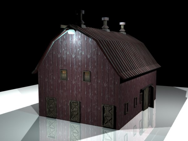 3d model old red barn