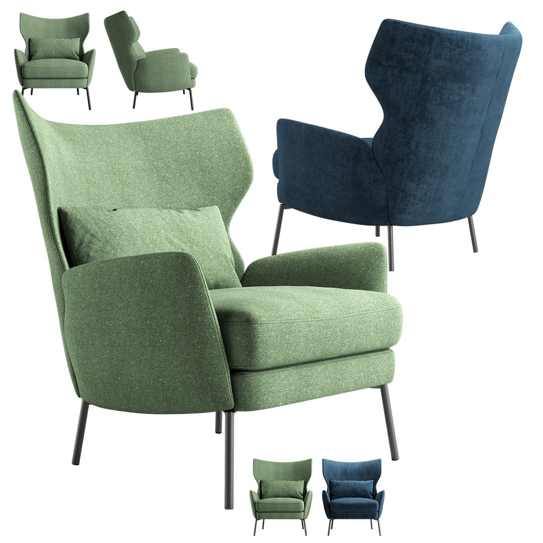 3D armchair alex navy model - TurboSquid 1656301