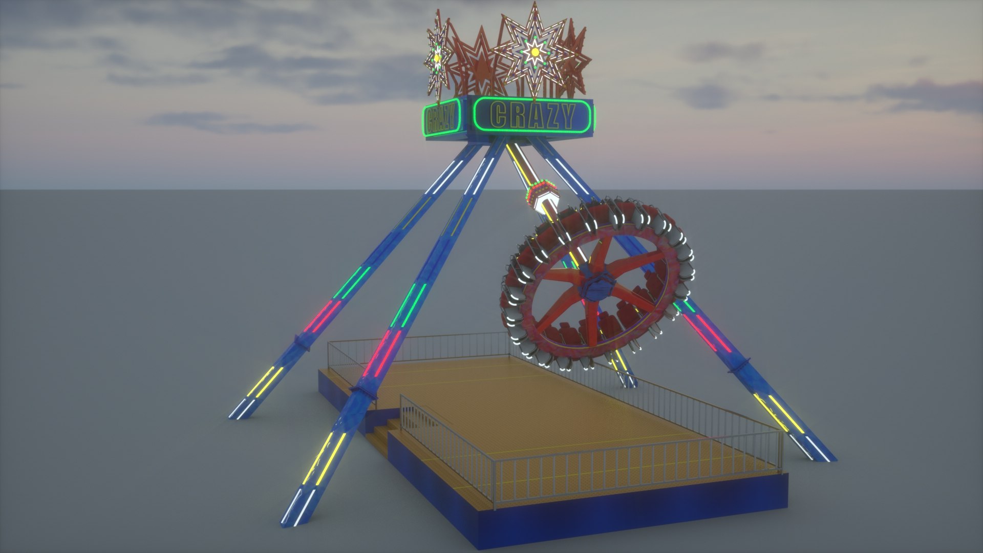 3D Model Funfair Crazy Vertical Rider Model - TurboSquid 1900982