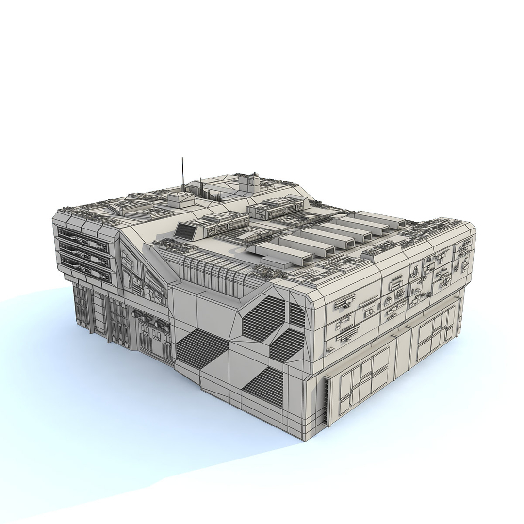 sci fi futuristic building 3d model