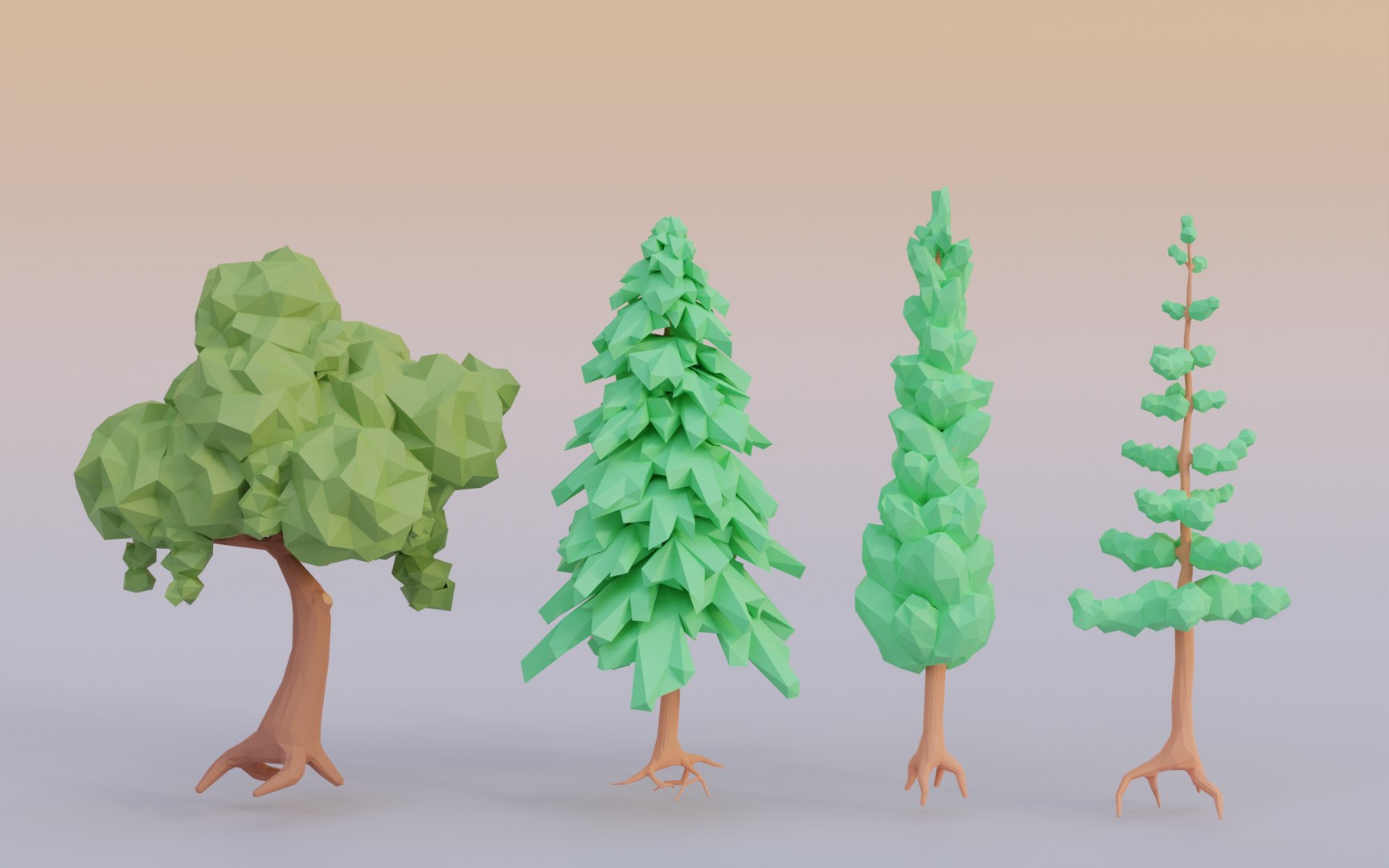 Tree Set Low-poly VR - AR 3D Model 3D - TurboSquid 2035648