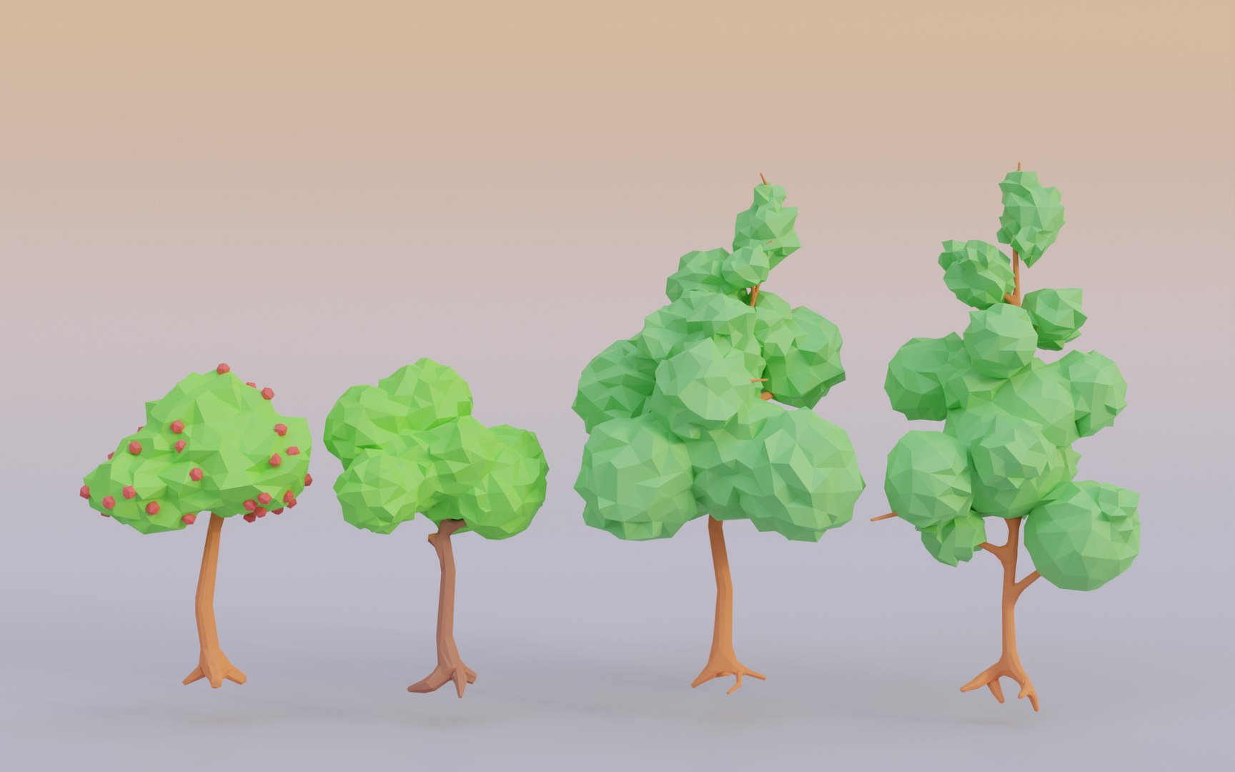 Tree Set Low-poly VR - AR 3D Model 3D - TurboSquid 2035648