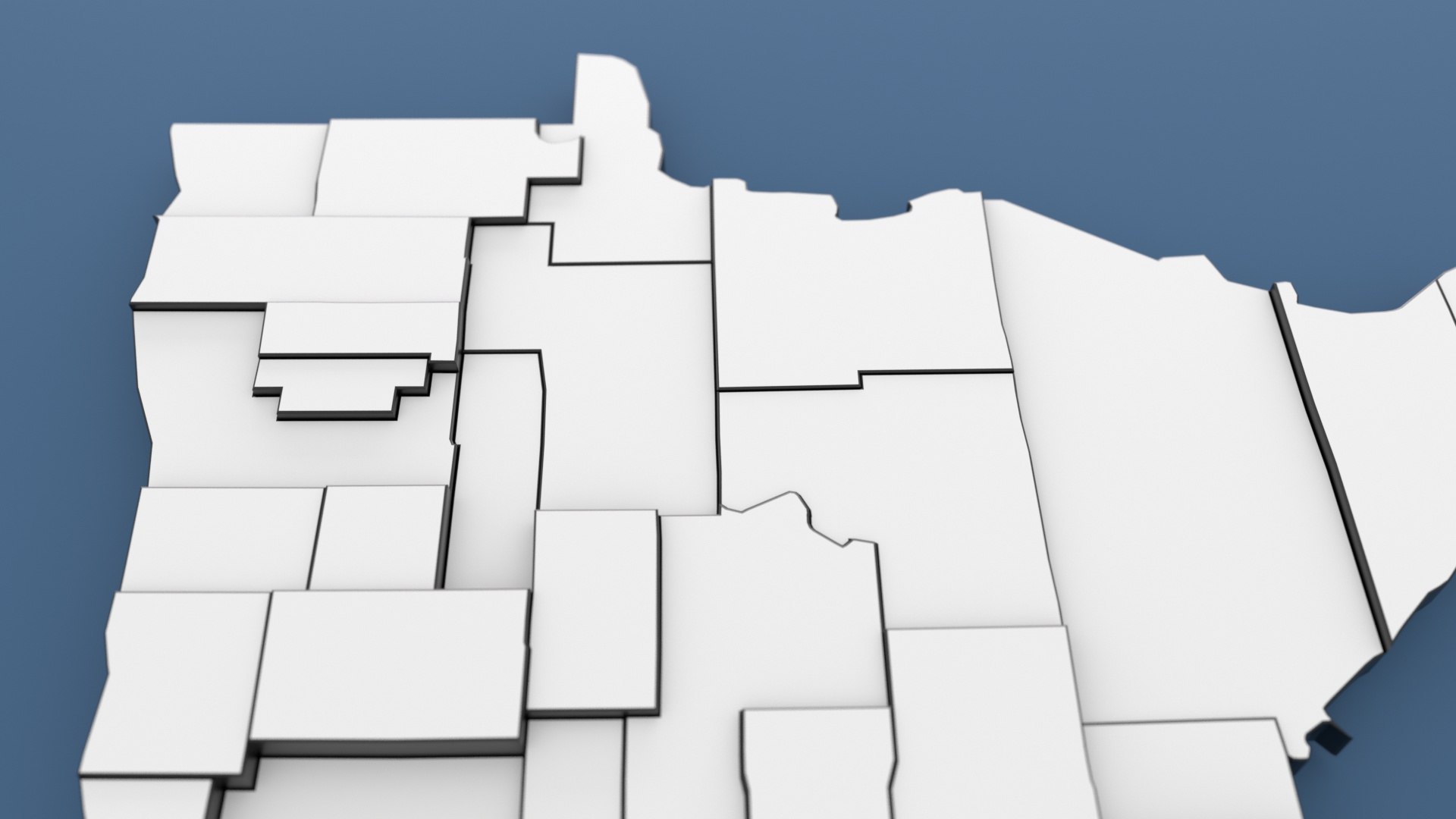 3D Minnesota Counties - Map Of United States Of America USA ...