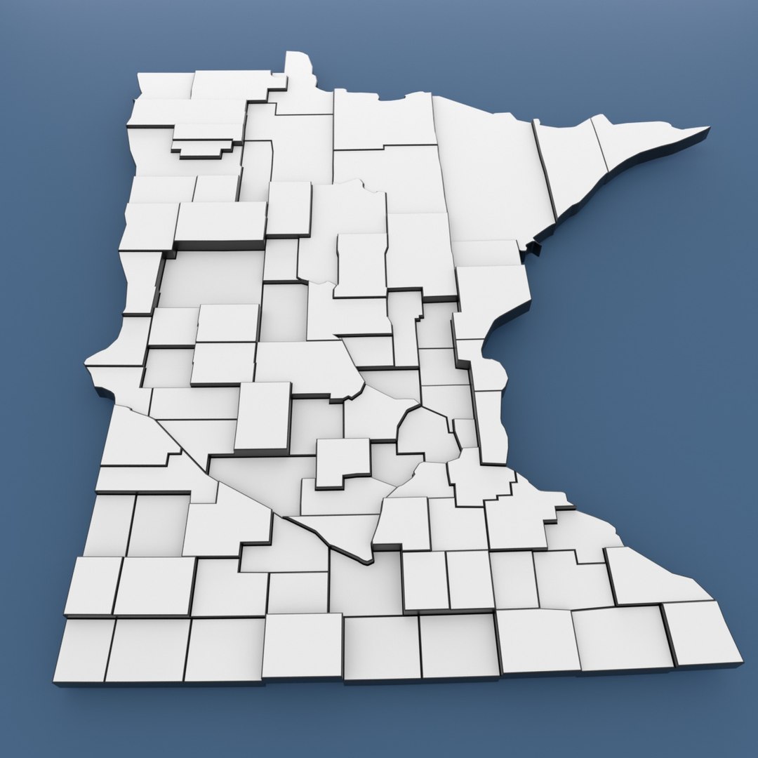 3D Minnesota Counties - Map Of United States Of America USA ...