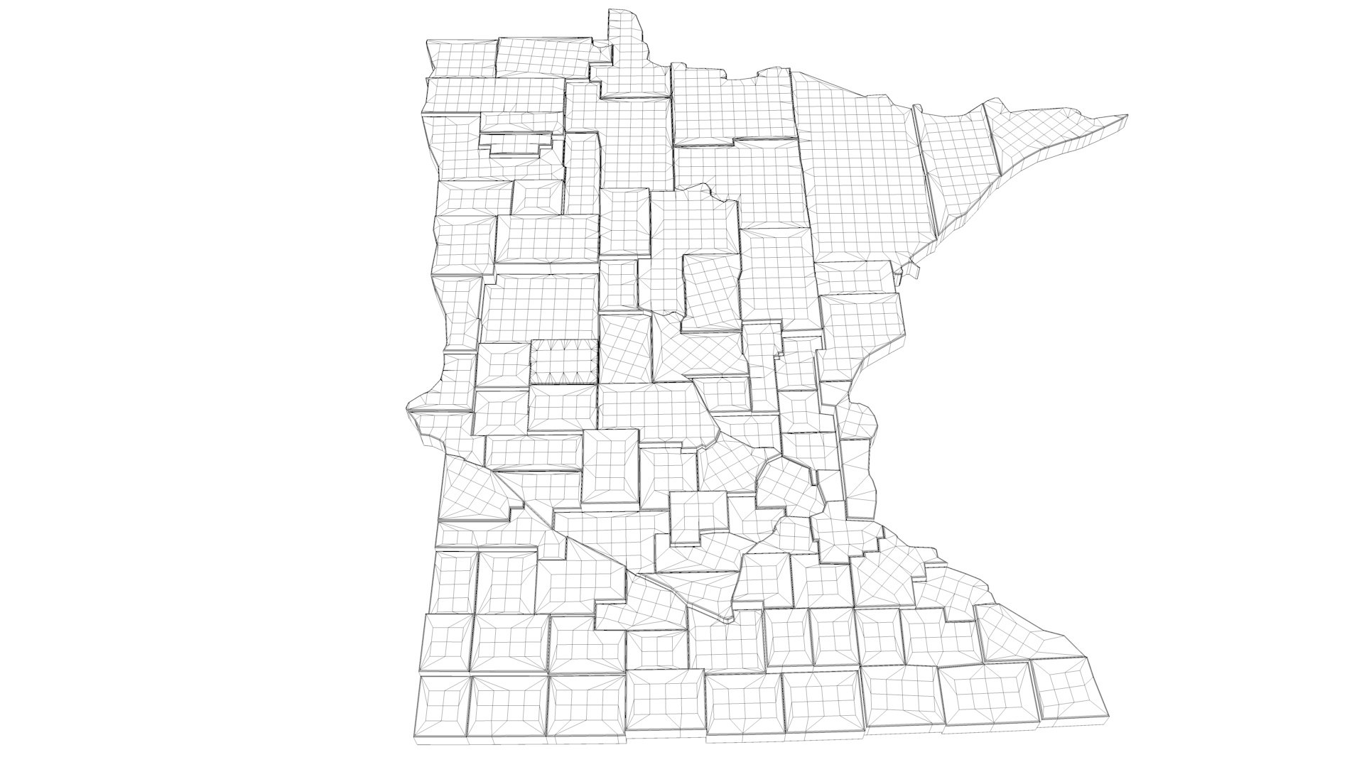 3D Minnesota Counties - Map Of United States Of America USA ...