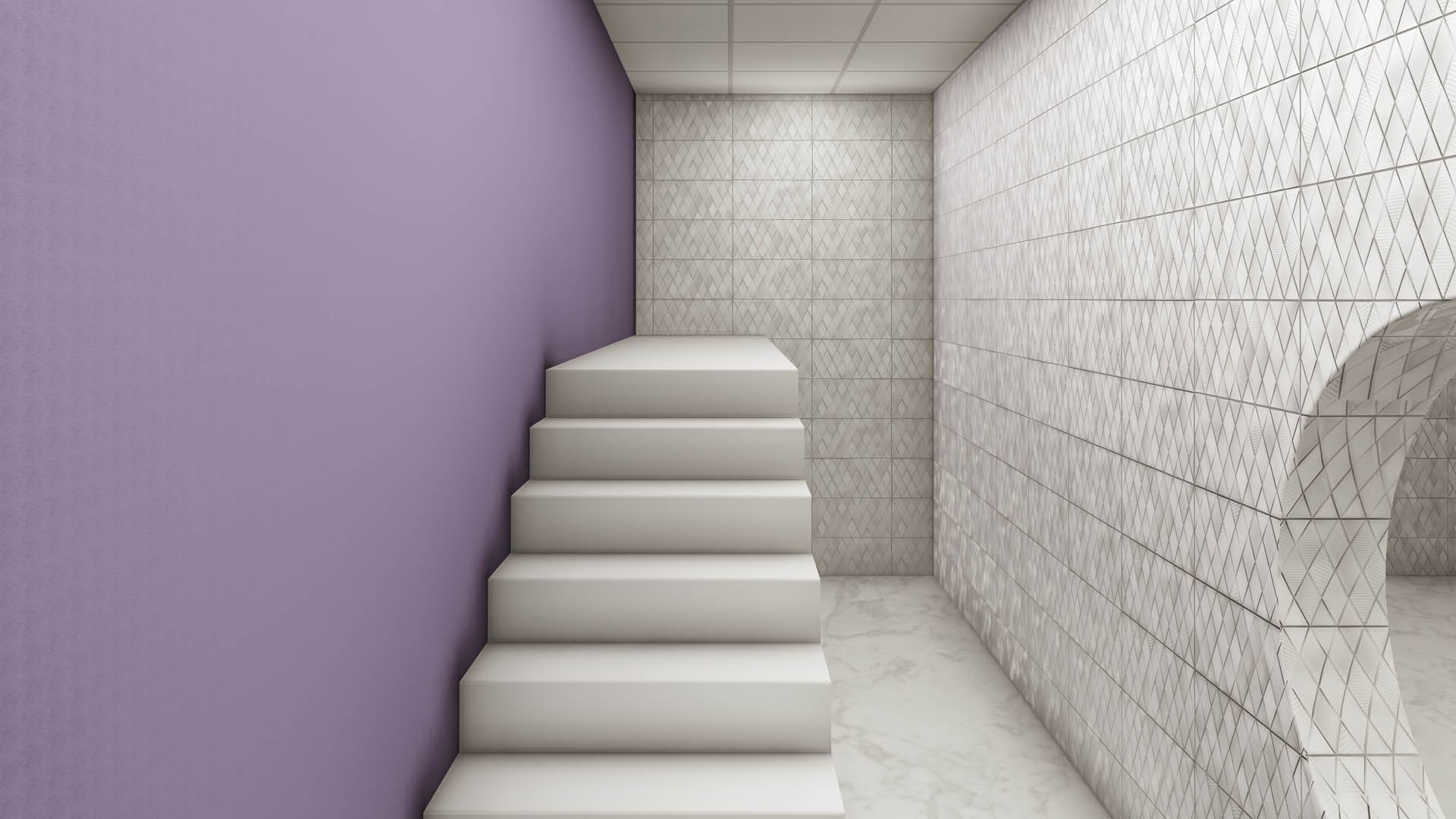 3D Model Illuminated Mock Up Space Interior 3d Rendering In Lilac ...