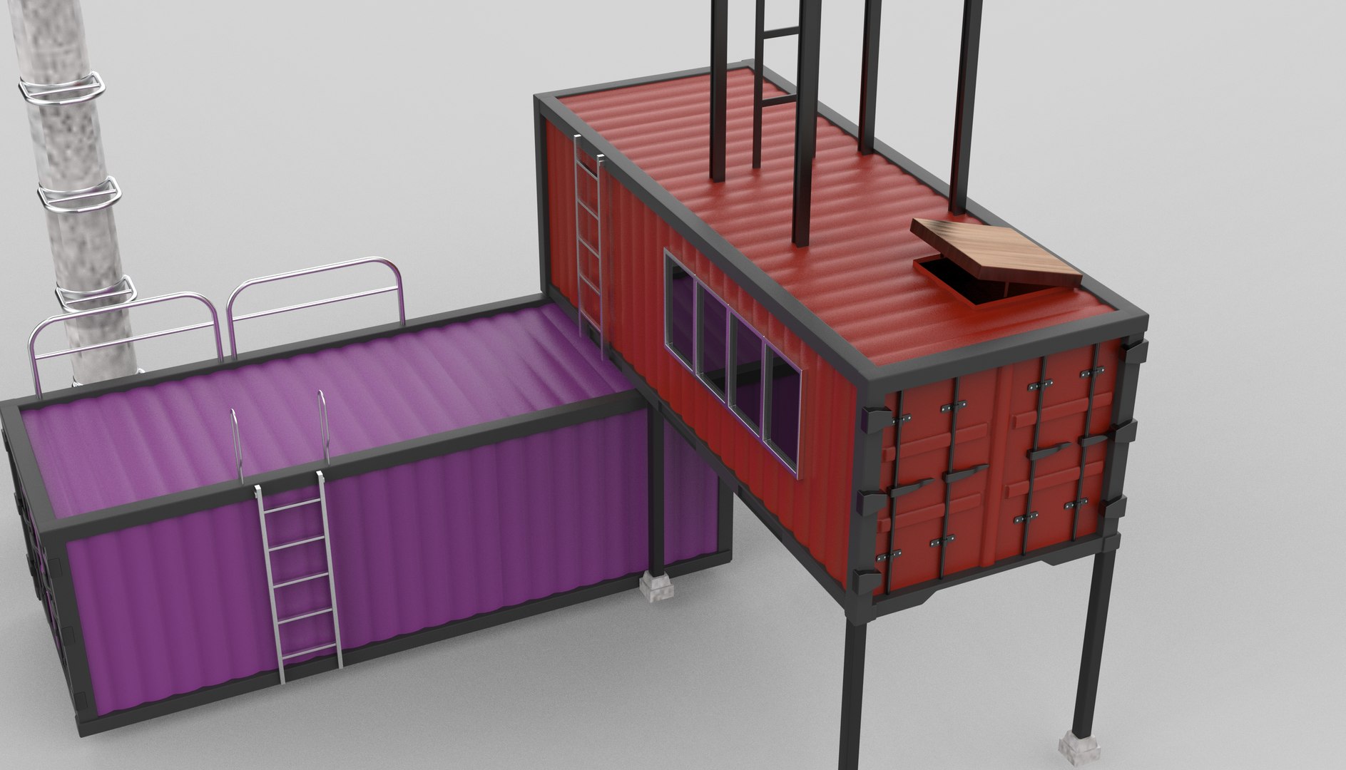 3D Shipping Container House 3D Model - TurboSquid 2398986