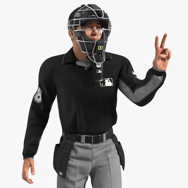 modelo 3d Árbitro de béisbol con máscara protectora y gorra de piel ...