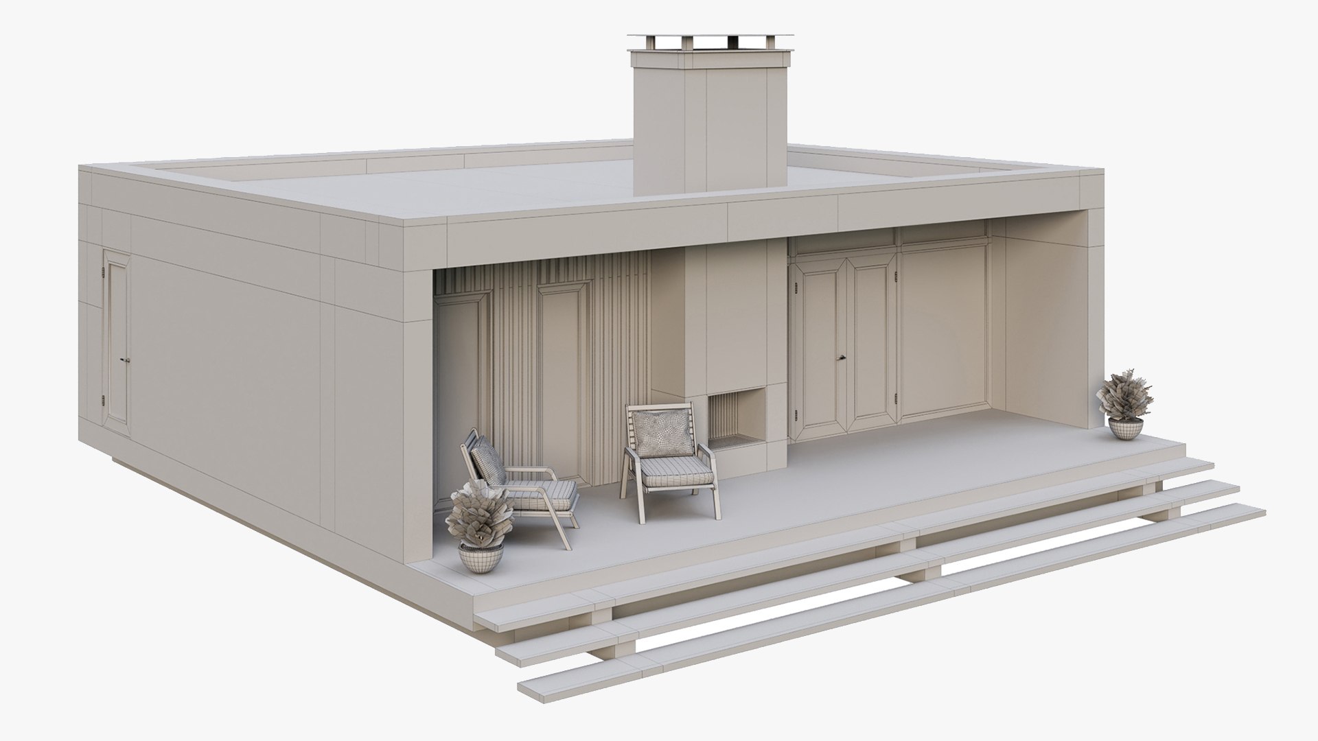 Modern Single-story House 3D Model - TurboSquid 2298498