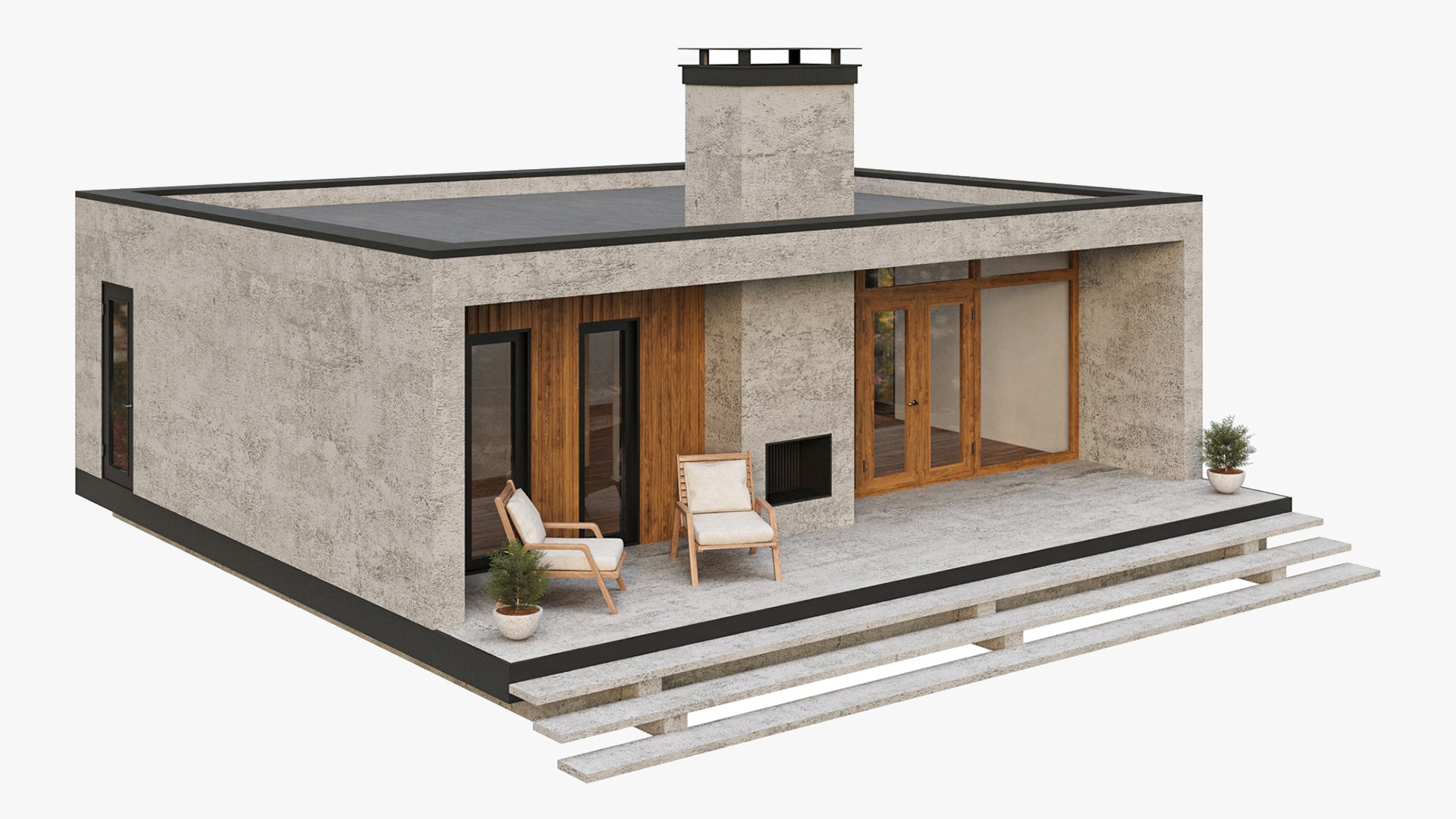 Modern Single-story House 3D Model - TurboSquid 2298498