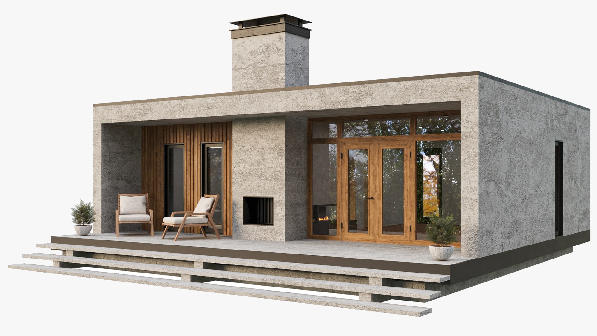 Modern Single-story House 3D Model - TurboSquid 2298498