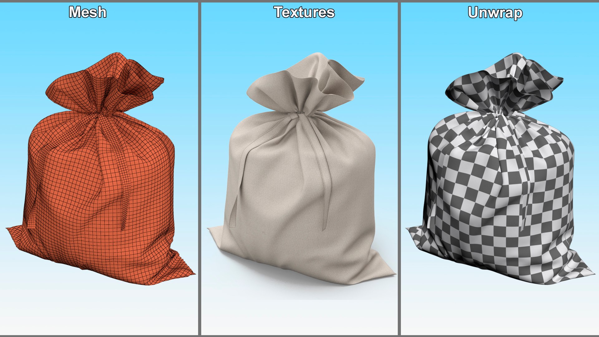 3D Canvas Sack Tied Model - TurboSquid 2271122