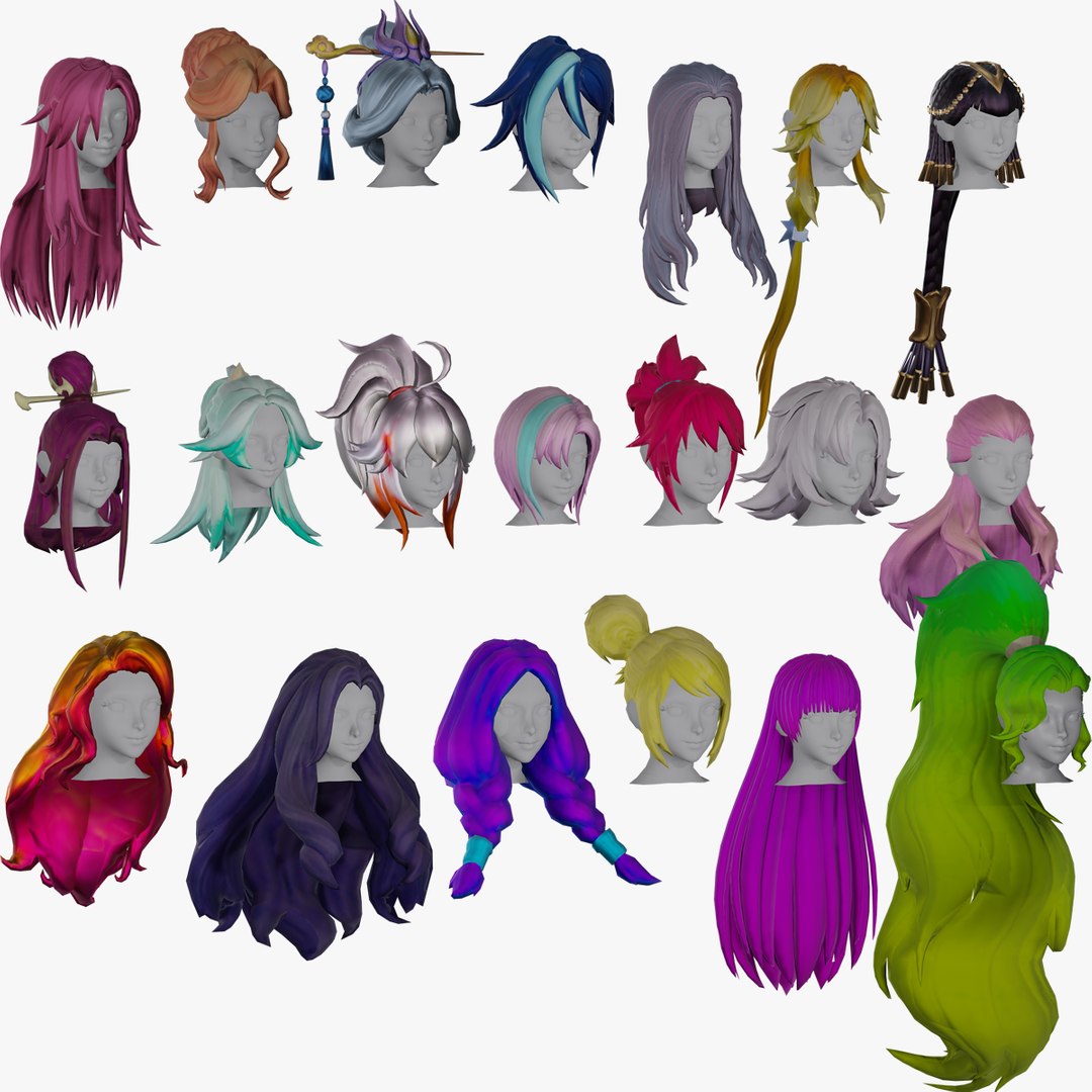 20 Stylized Female Hair Models Pack 2 - Low Poly 3D Model - TurboSquid ...