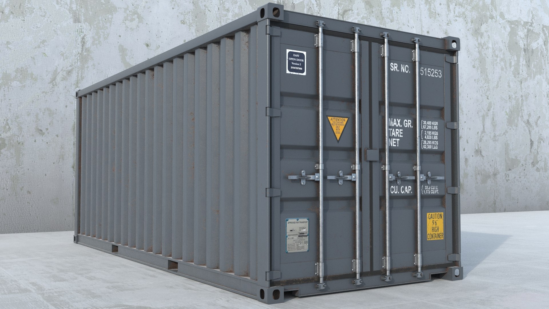 3D Cargo Container Grey HD - TurboSquid 2123636