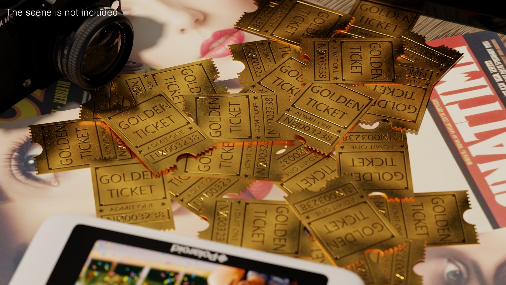 3D Golden Event Admission Ticket Model - TurboSquid 2238379