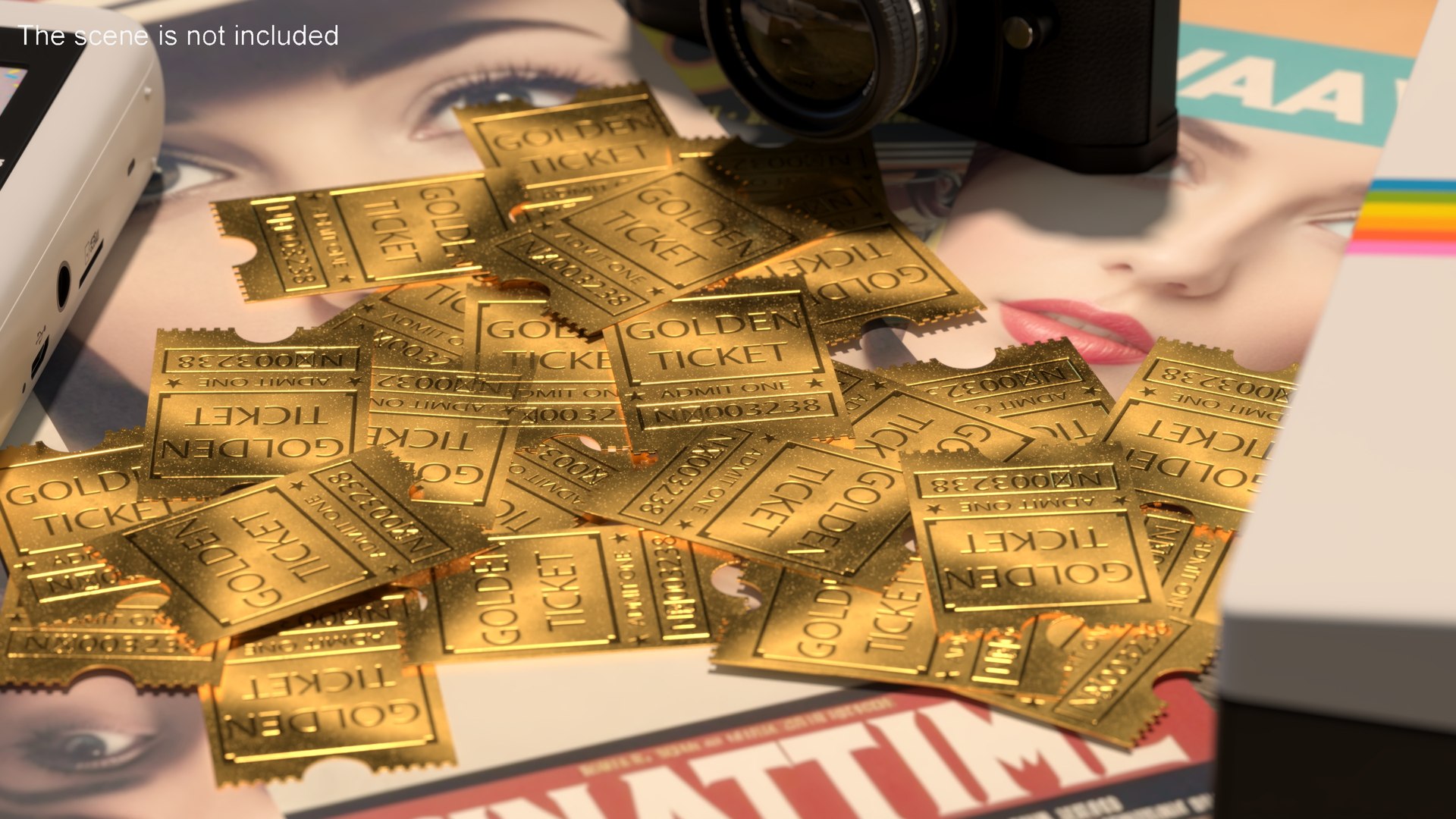3D Golden Event Admission Ticket Model - TurboSquid 2238379