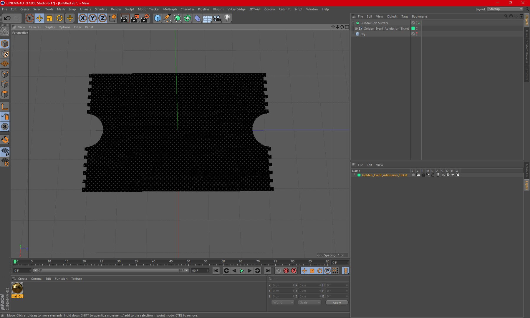 3D Golden Event Admission Ticket Model - TurboSquid 2238379