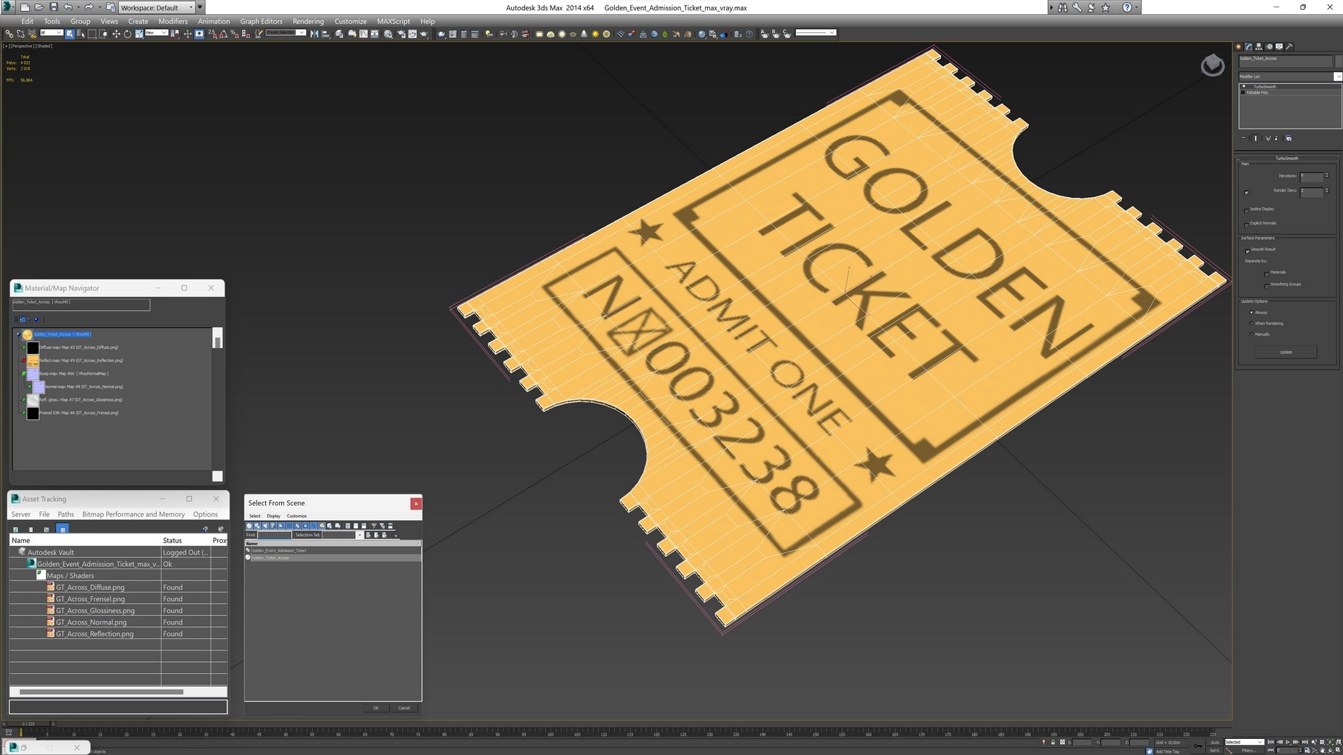 3D Golden Event Admission Ticket Model - TurboSquid 2238379