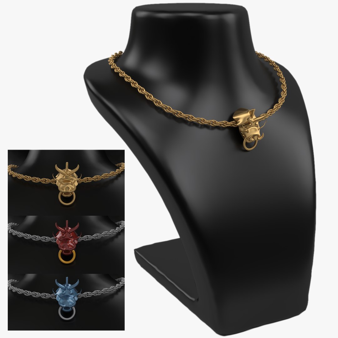 3D Gold Chinese Dragon Head Pendant with Multi layers Chain ...