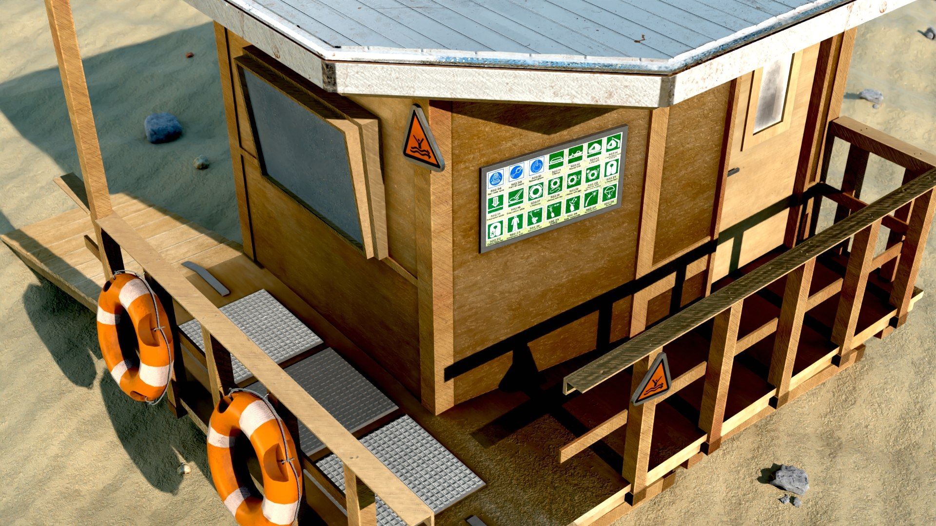 3D Lifestation Post Lifeguard Station Beach Safety - TurboSquid 2072497