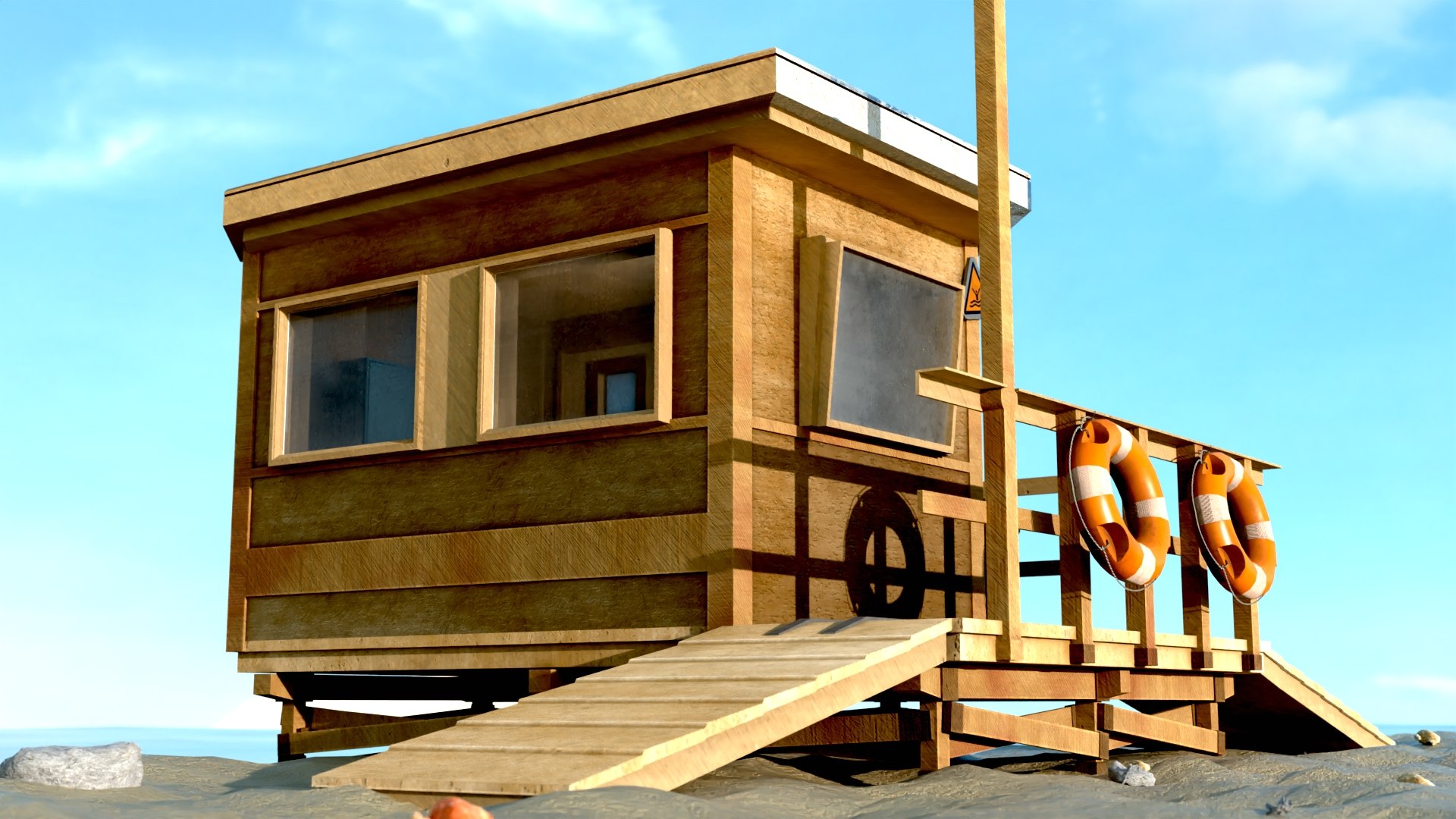 3D Lifestation Post Lifeguard Station Beach Safety - TurboSquid 2072497