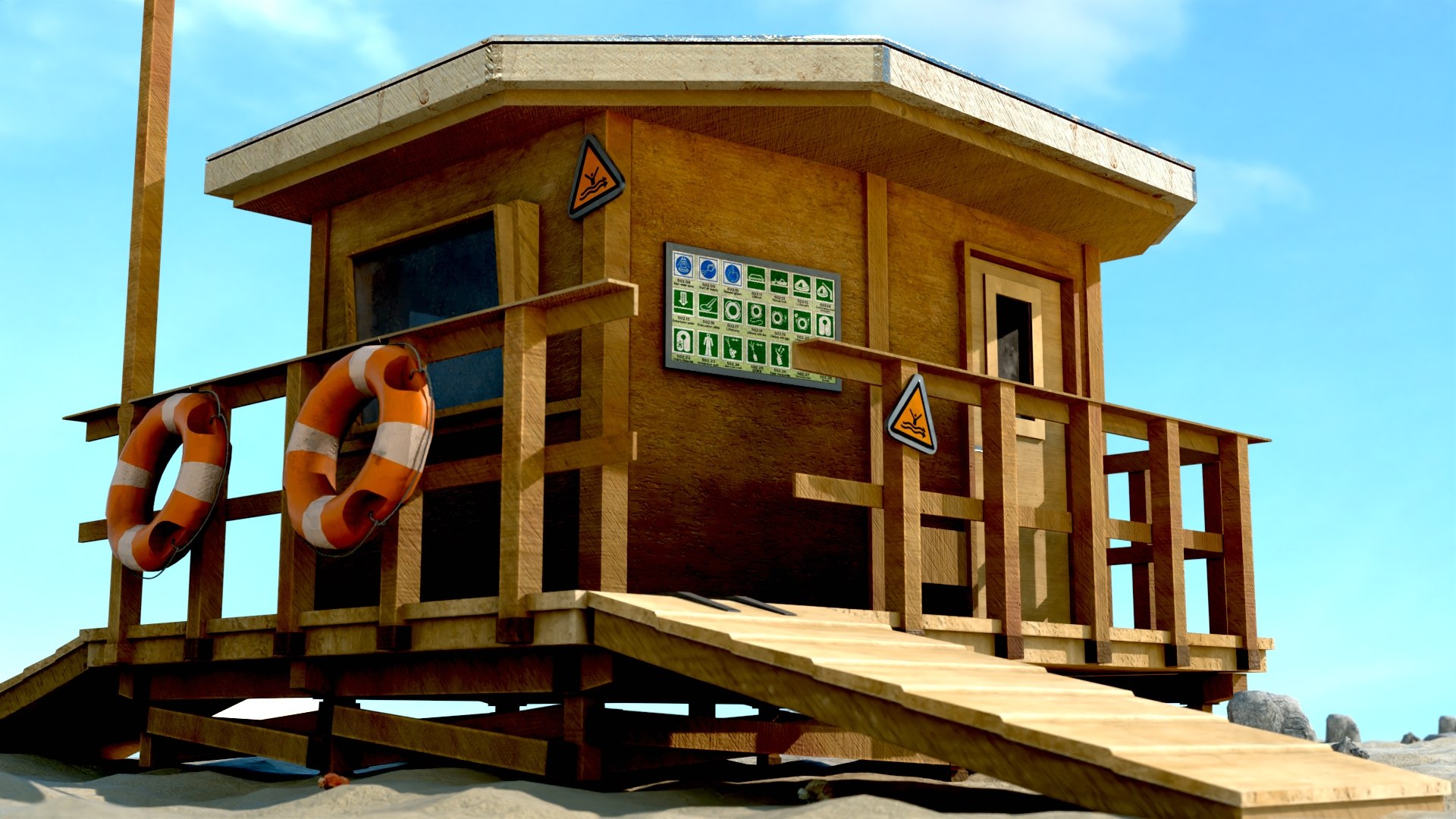 3D Lifestation Post Lifeguard Station Beach Safety - TurboSquid 2072497