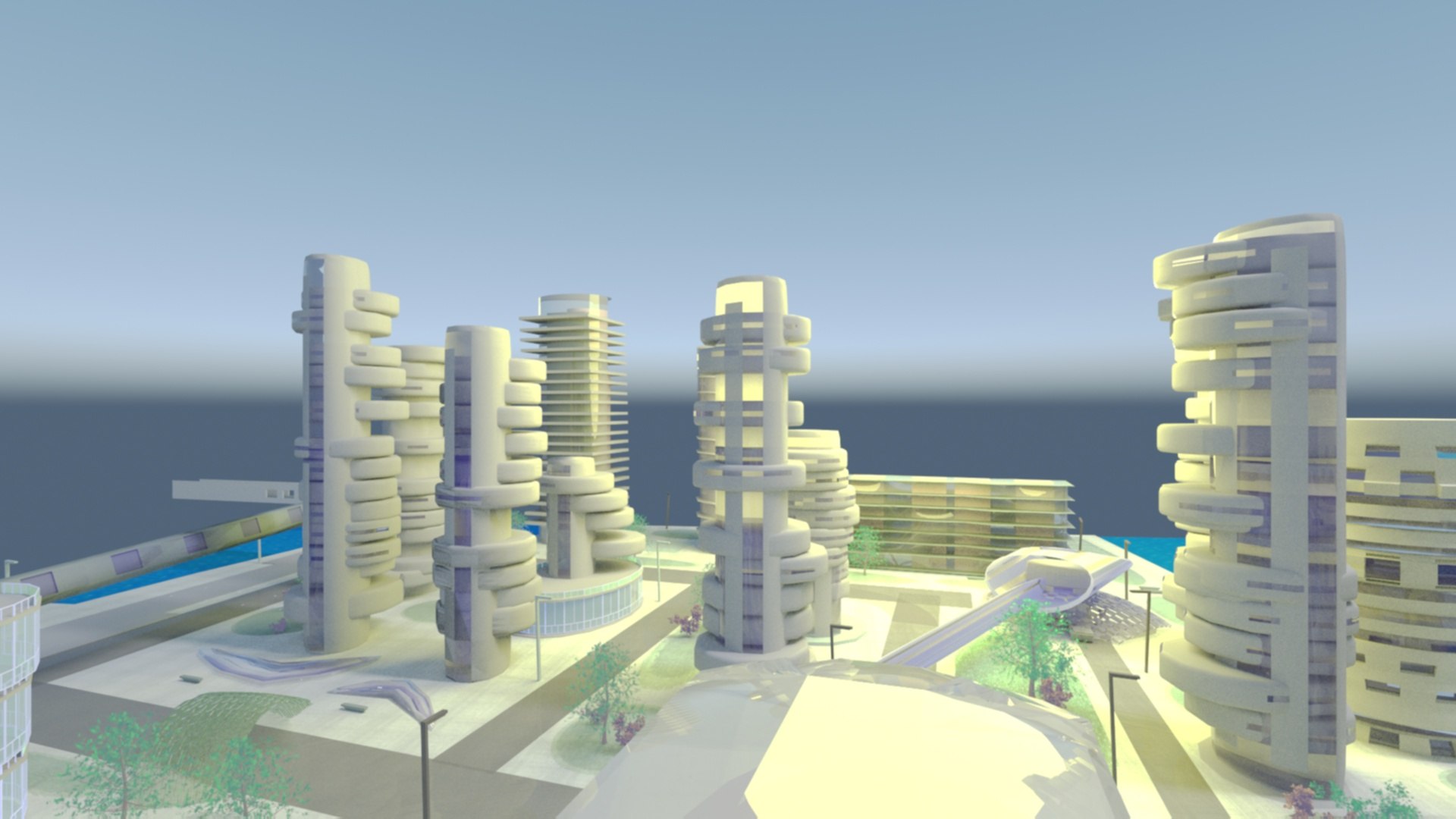 3D Futuristic Neighborhood - TurboSquid 1681656