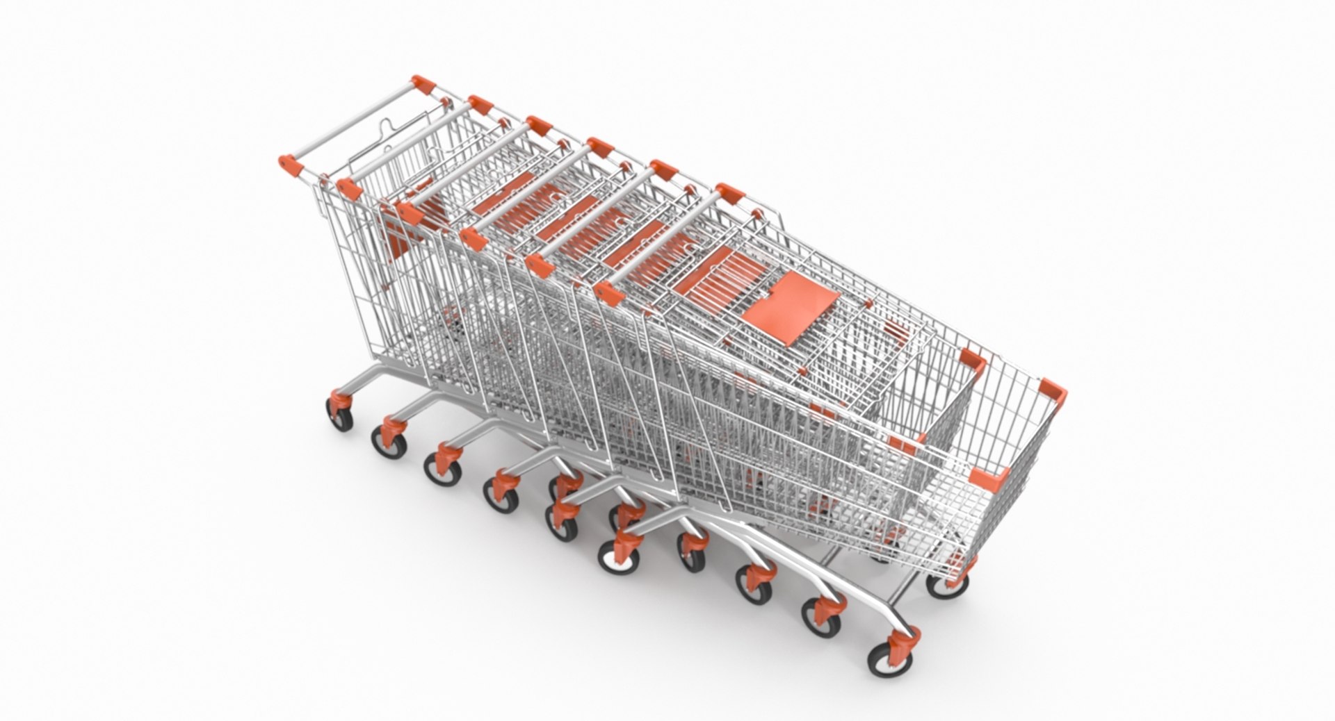 3D Shopping Cart Arranged Row Model | 1144075 | TurboSquid