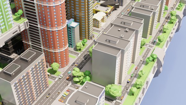 3D City on a water platform model - TurboSquid 1828046