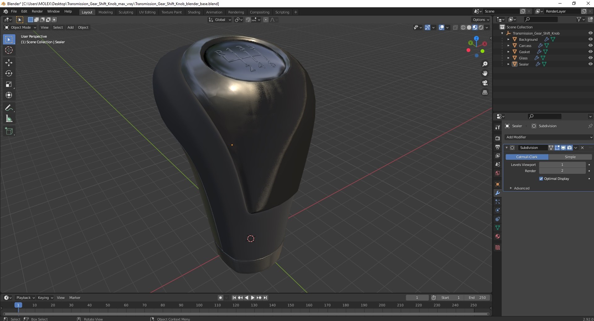 3D Transmission Gear Shift Knob model - TurboSquid 2071277