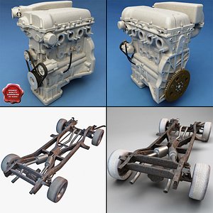 3d subaru car engine