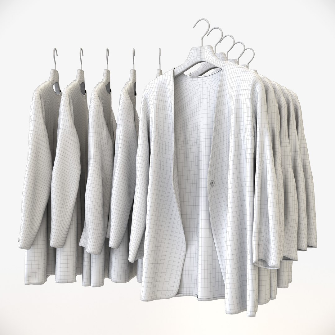 3D Casual Womens Clothing 3D Model Set - Hanging And Folded Model ...