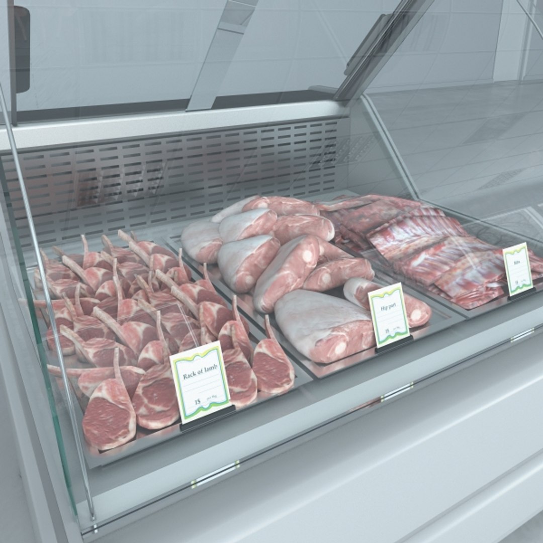 custom refrigerated showcase meat 3d max
