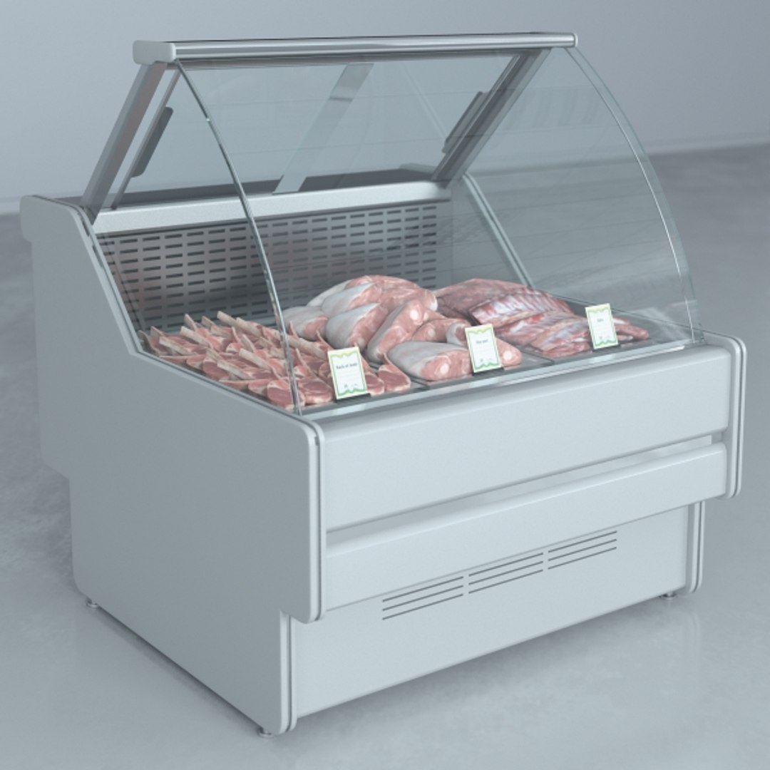 custom refrigerated showcase meat 3d max