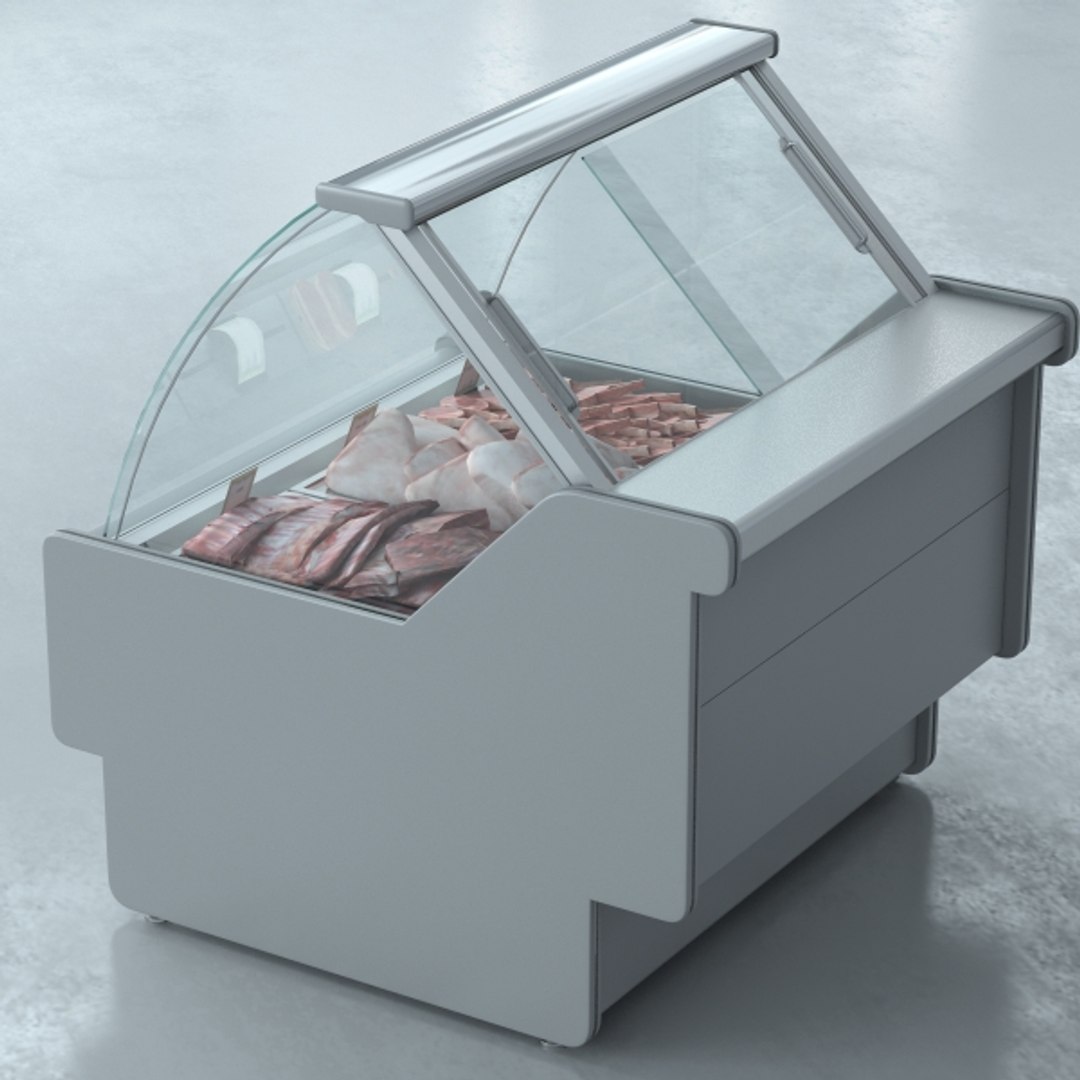 custom refrigerated showcase meat 3d max
