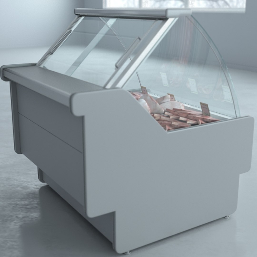 custom refrigerated showcase meat 3d max
