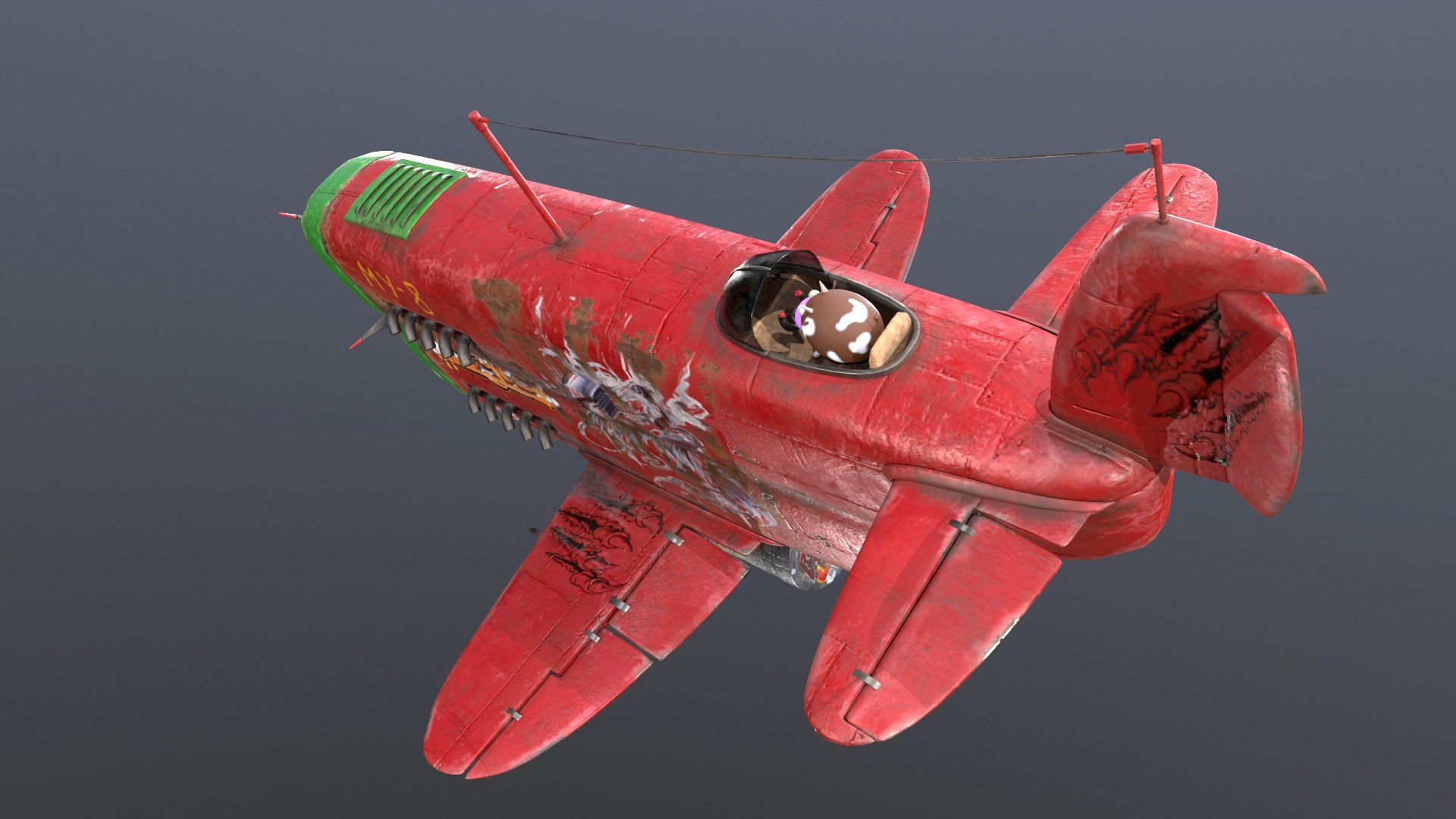 3D Stylized realistic red-green airplane - TurboSquid 2110158