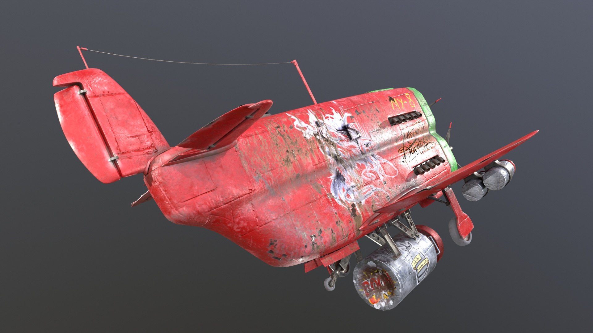 3D Stylized realistic red-green airplane - TurboSquid 2110158